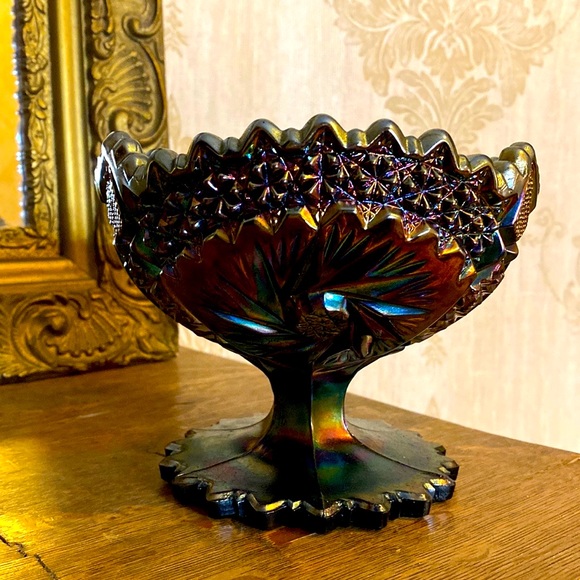 Fenton | Dining | Vintage Fenton Black Amethyst Carnival Glass Compote ...